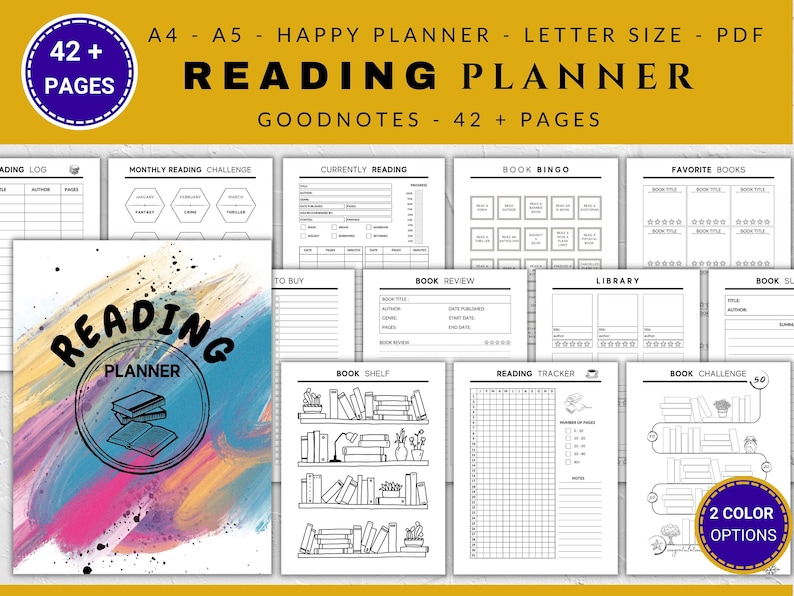 Printable Reading Planner Book Journal Book Tracker - Etsy