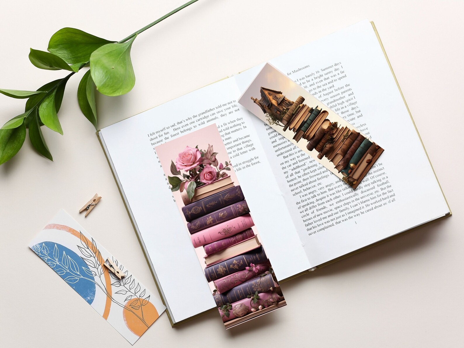 Stacked Books Bookmarks Printable Set, Watercolor Bookmarks, Book Lover ...