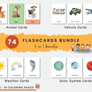 Printable Cards Bundle, Montessori Animal Flashcards, Toddler Vehicle ...