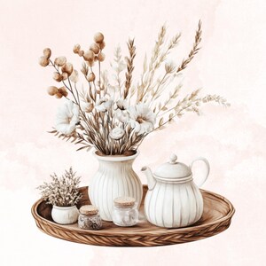 Watercolor Boho Living Clipart, Cozy Cottagecore Clipart, Boho Life Png ...