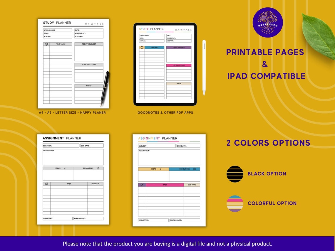 Study Planner Printable Student Planner College School Planner Study ...