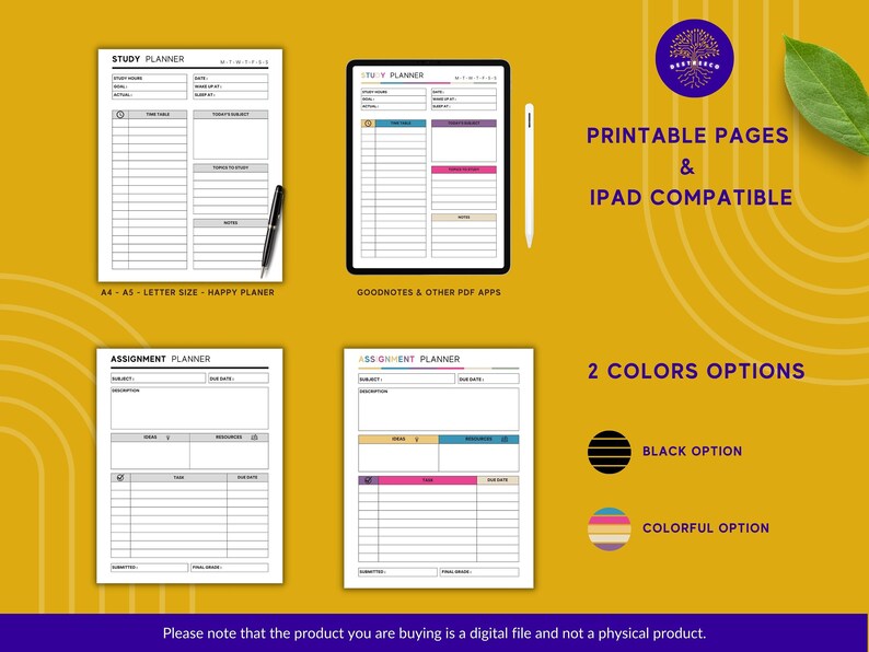 Study Planner Printable Student Planner College School Planner Study ...