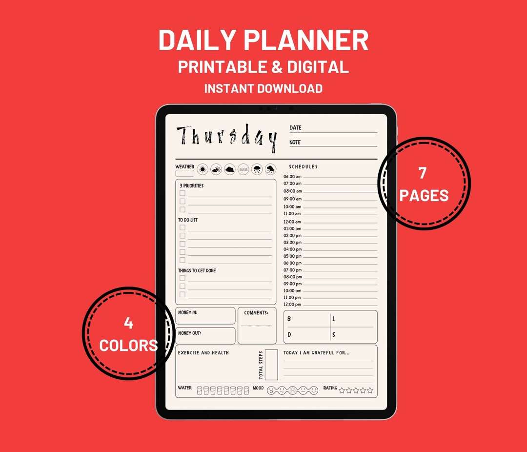 Editable Daily Planner | Printable Daily Schedule | Digital Daily ...
