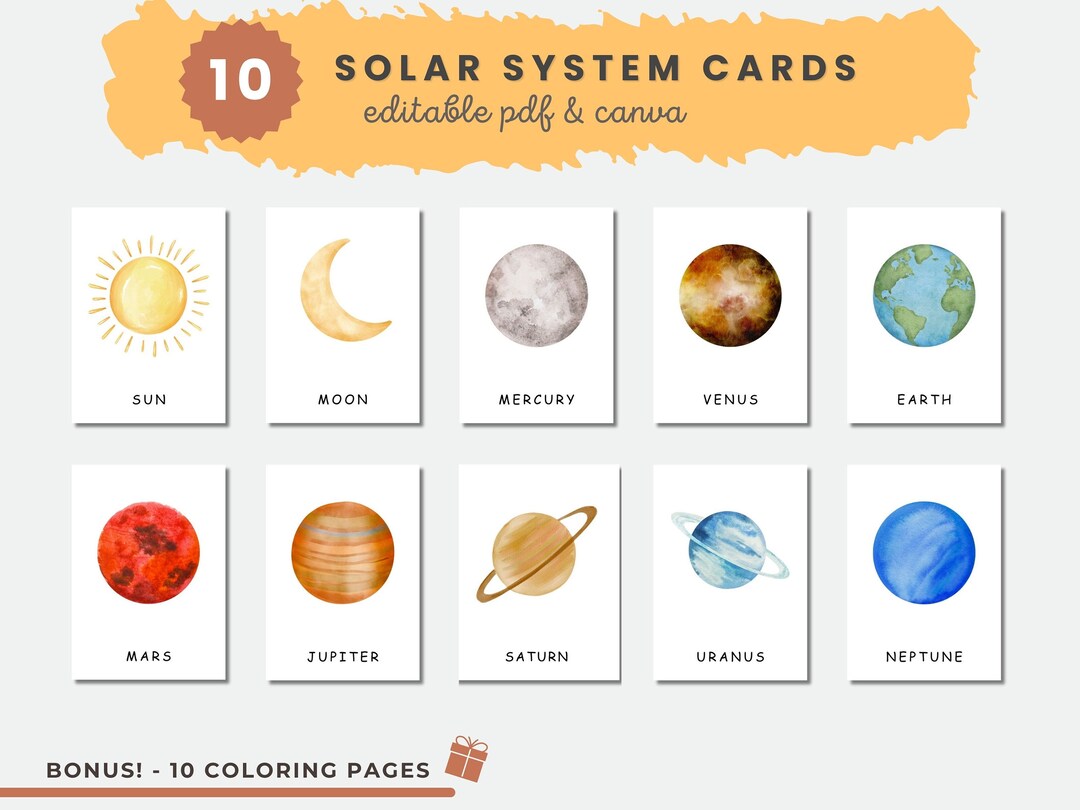 Solar System Printable Flashcards | Montessori Cards | Planets Nursery ...