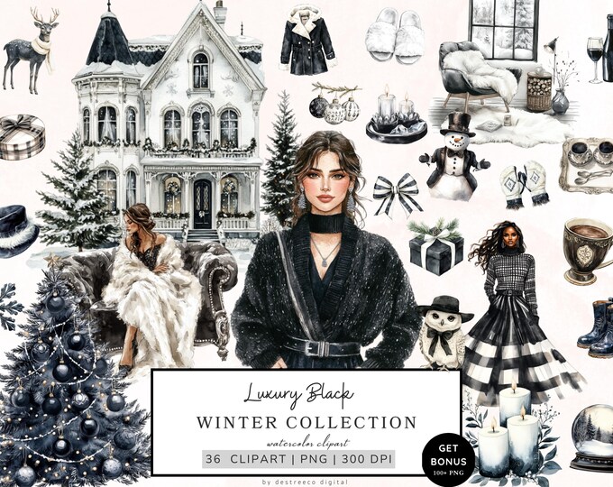 Winter Clipart Bundle, Cozy Winter Clipart, Christmas Graphics, Rustic ...
