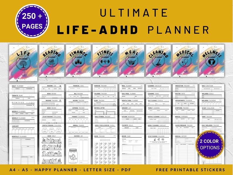 Life ADHD Planner Printable Ultimate Home Management Bundle Life Binder ...