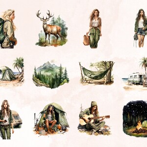 Watercolor Summer Clipart, Camping Clipart, Camp Tent Png, Campfire ...