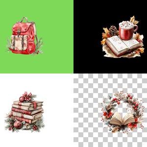 Christmas Clipart Bundle, Bookworm Christmas Png, Cozy Winter Christmas ...