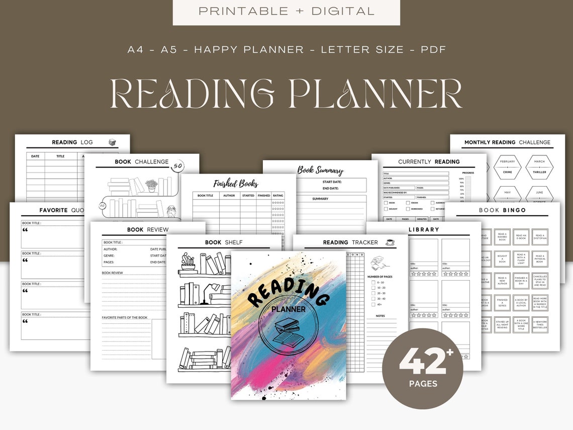 Printable Reading Planner Book Journal Book Tracker Reading Log Book ...