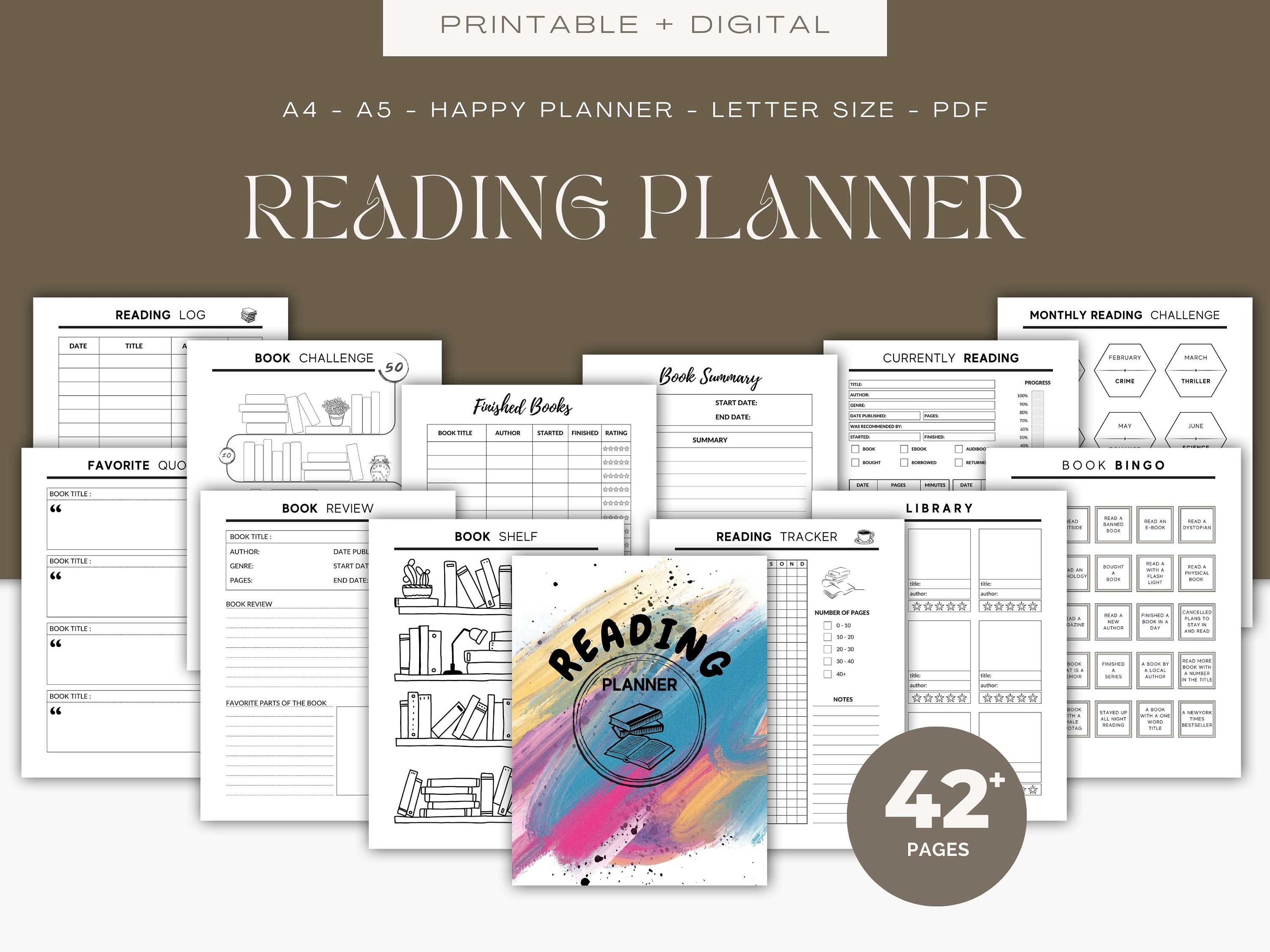 Printable Reading Planner Book Journal Book Tracker Reading Log Book ...