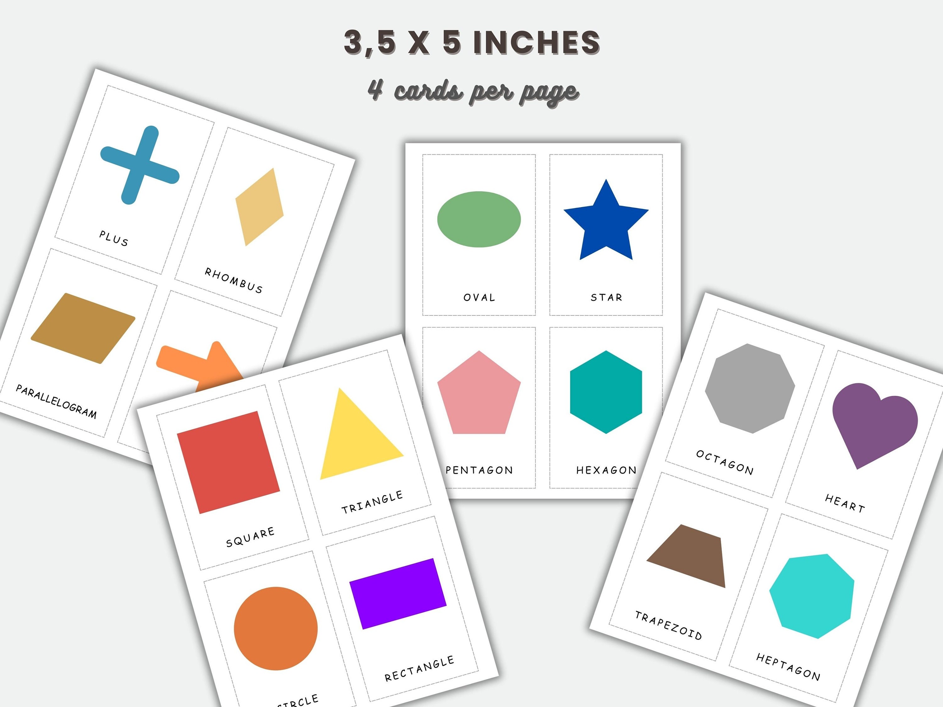 Shapes Printable Flashcards Rainbow Montessori Cards Preschool ...