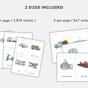 Vehicles Prints, Printable Montessori Flashcards, Toddler Cards for ...