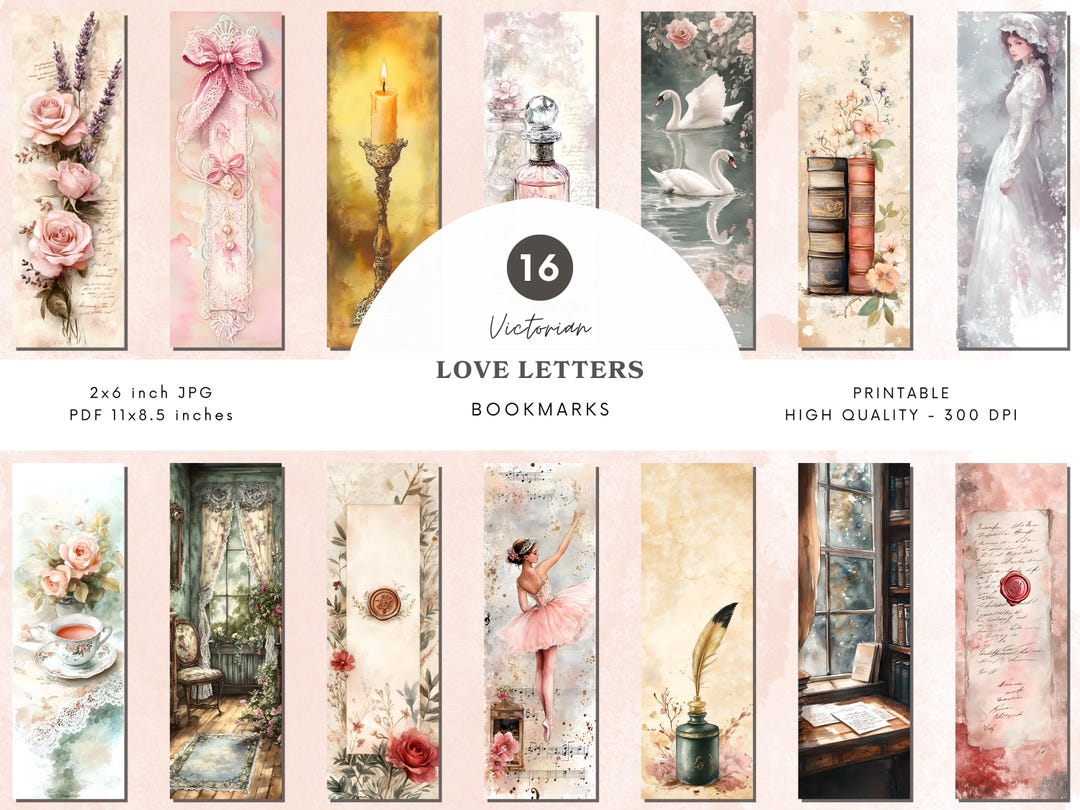 Victorian Bookmarks, Watercolor Bookmark Designs, Victorian Floral ...