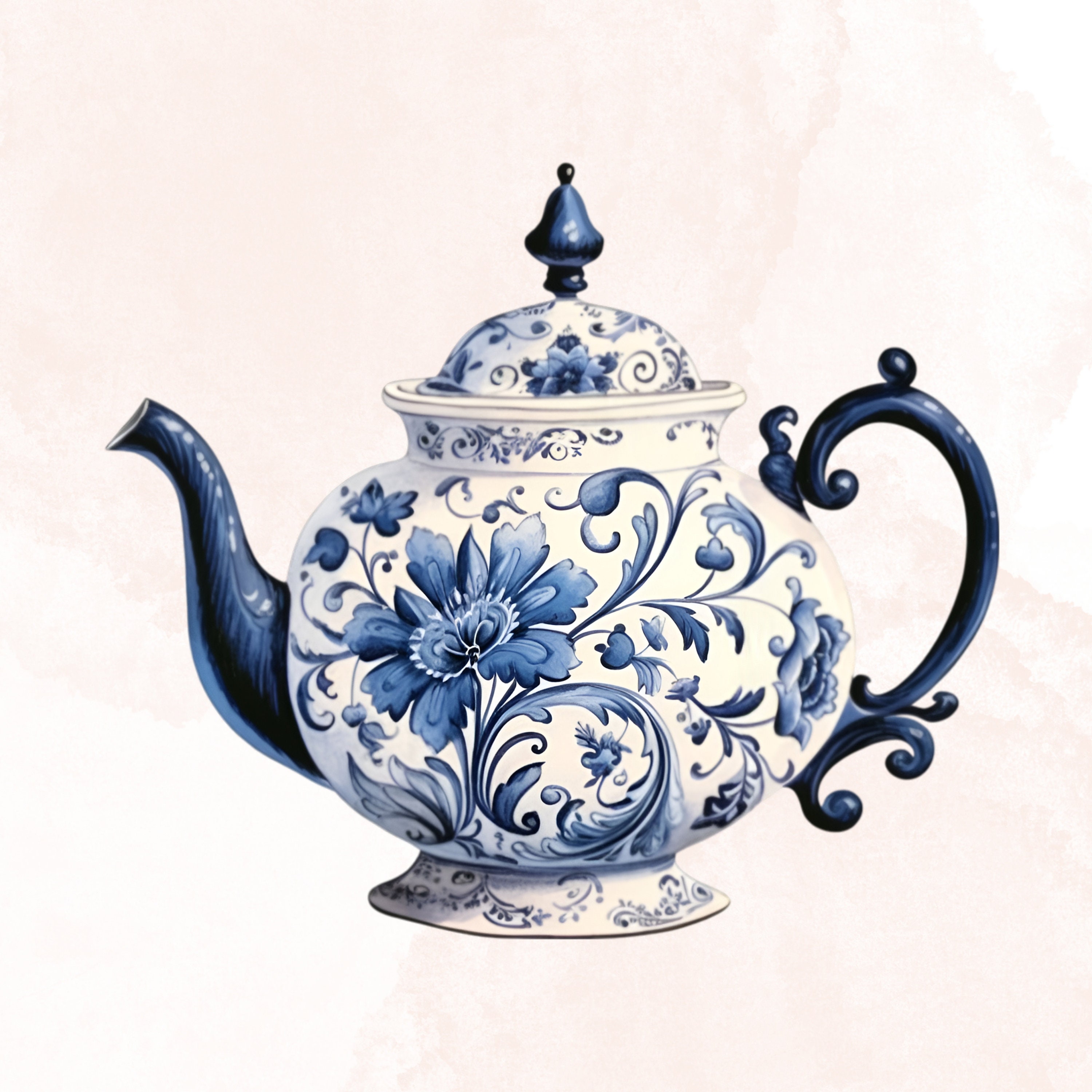 Delft Blue Teapot Clipart, Vintage Teapot Png, Tea Party Clipart ...