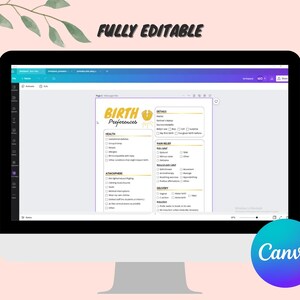 Editable Birth Plan Preference Birth Preference Template Canva Template ...