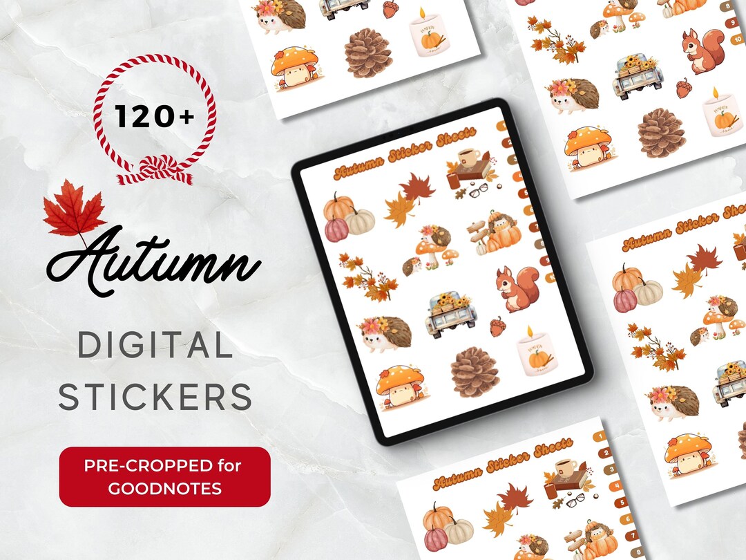 Autumn Digital Stickers | Pre-cropped Autumn Sticker | Goodnotes ...