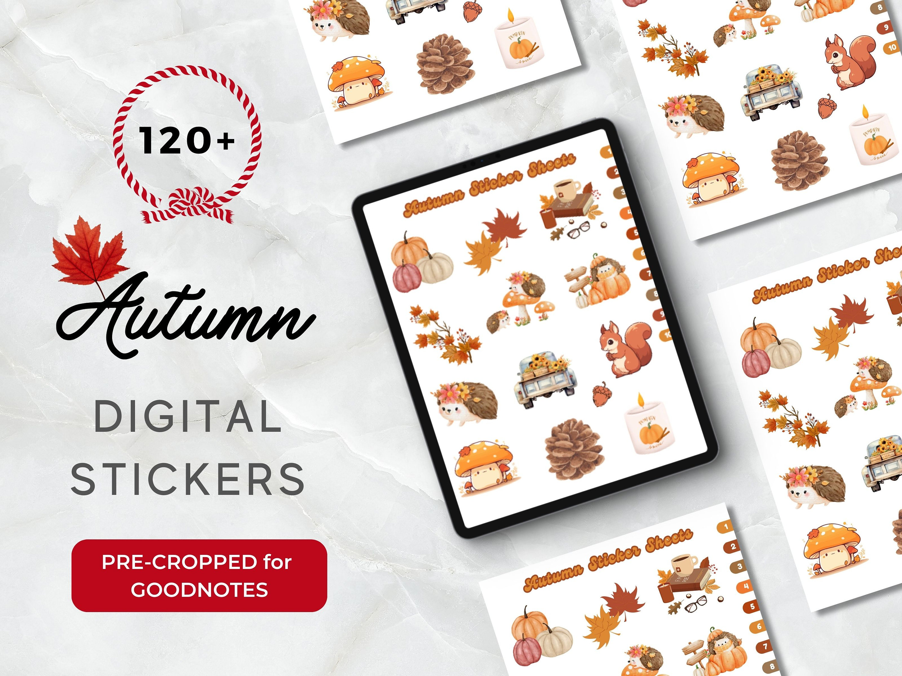 Autumn Digital Stickers Pre-cropped Autumn Sticker - Etsy