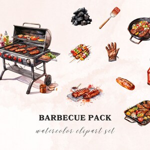 Watercolor Barbecue Clipart Bundle, BBQ Png, Grill Food Clipart, Picnic ...