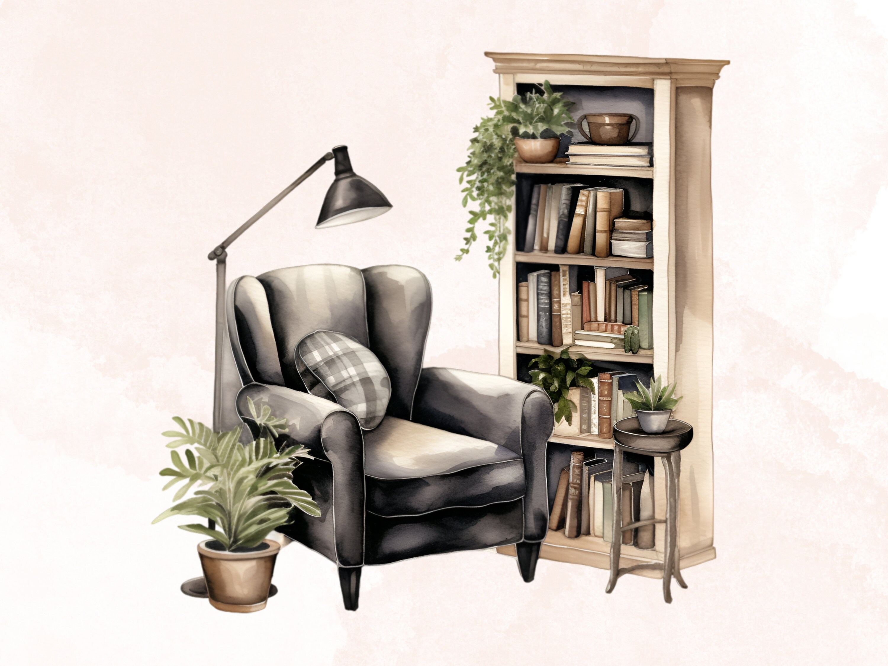 Watercolor Planner Girl Clipart, Black Planning Clipart Bundle, Coffee ...