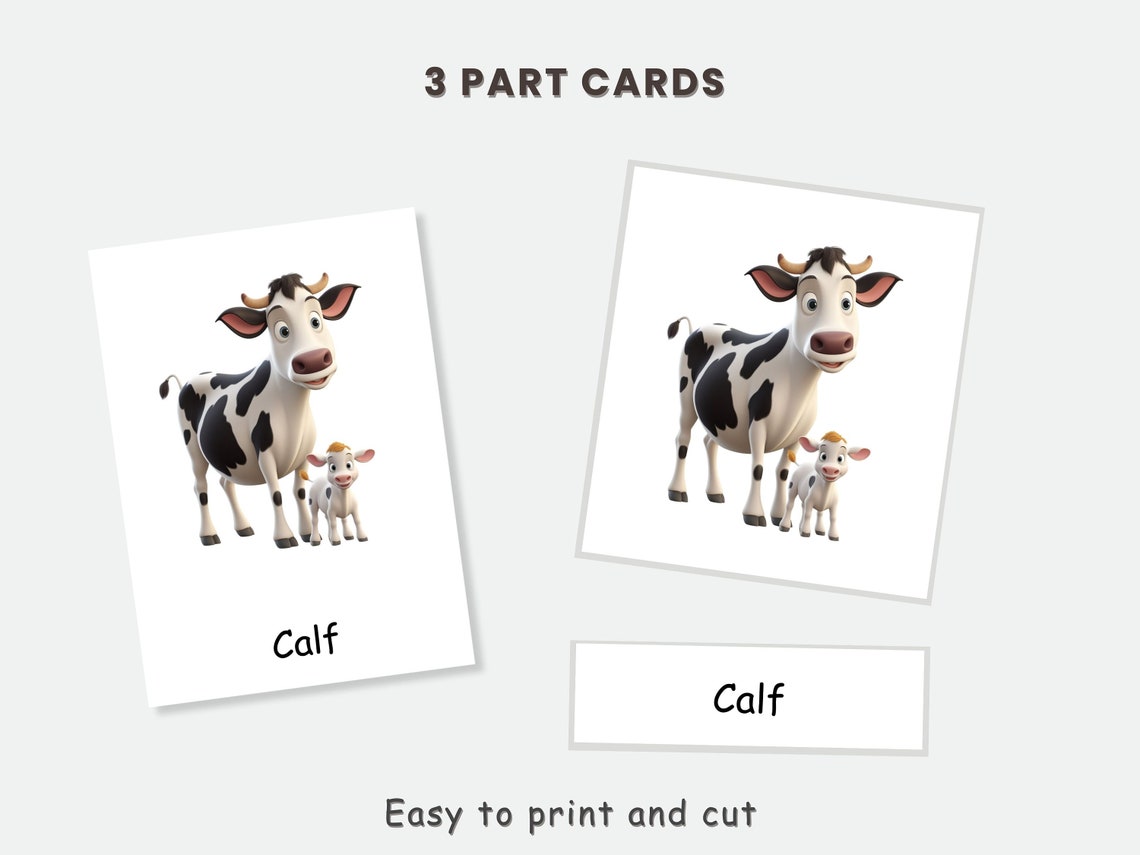 Animals & Baby Animals Printable Flashcards Montessori Cards Pre-school ...