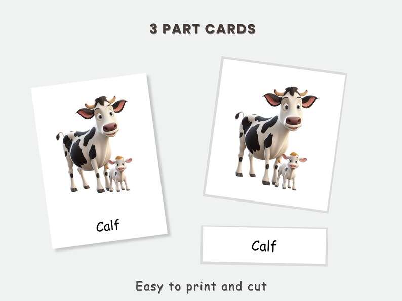 Animals & Baby Animals Printable Flashcards Montessori Cards Pre-school ...