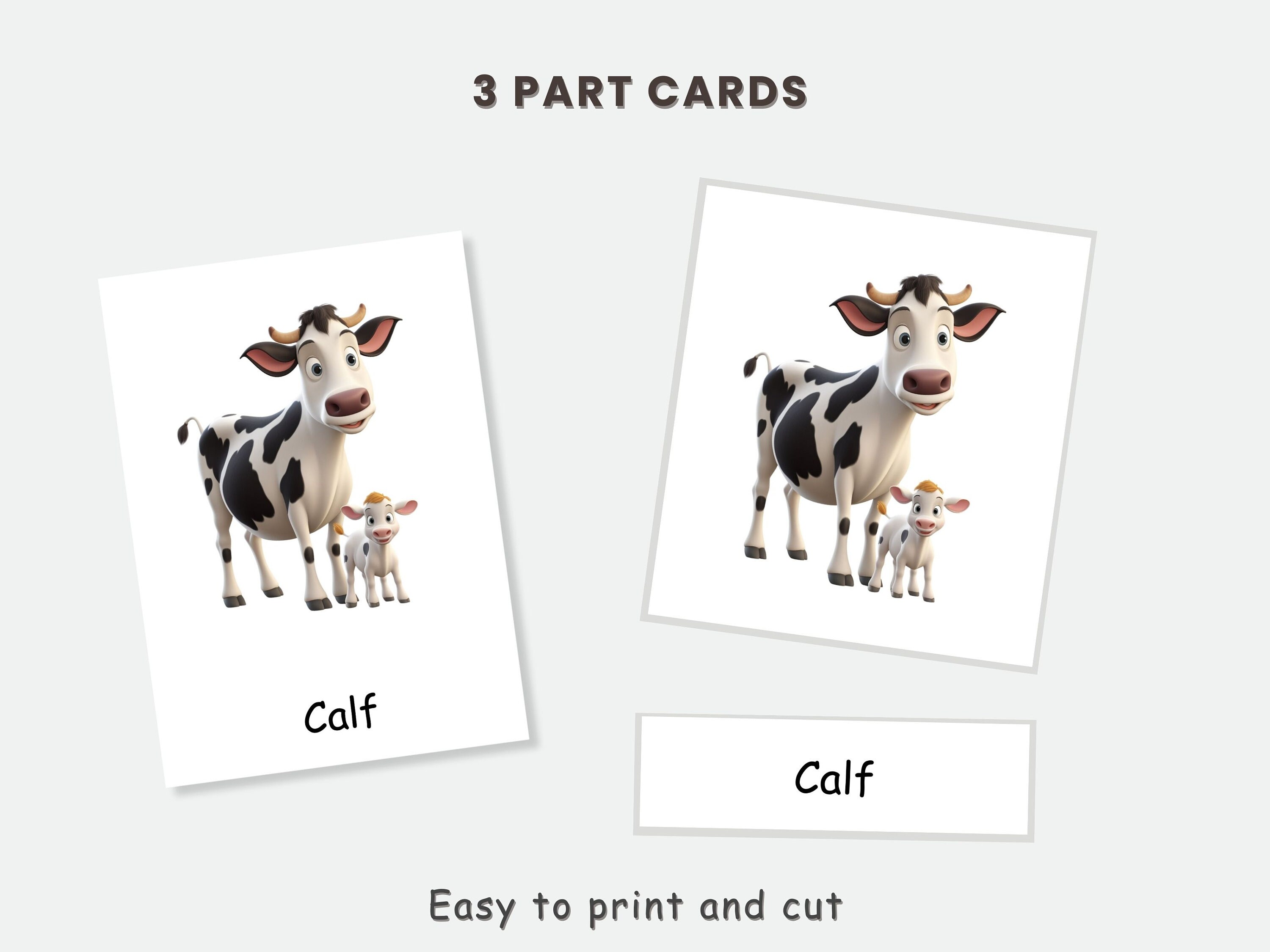 Animals & Baby Animals Printable Flashcards Montessori Cards Pre-school ...