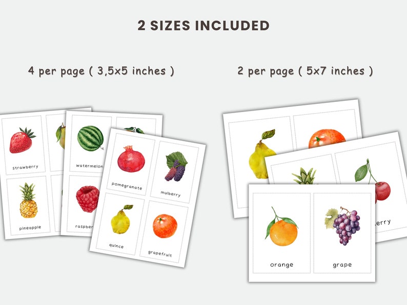 Fruits Flashcards, Printable Flashcards for Kids, Montessori Cards ...