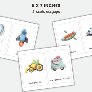 Vehicles Prints, Printable Montessori Flashcards, Toddler Cards for ...
