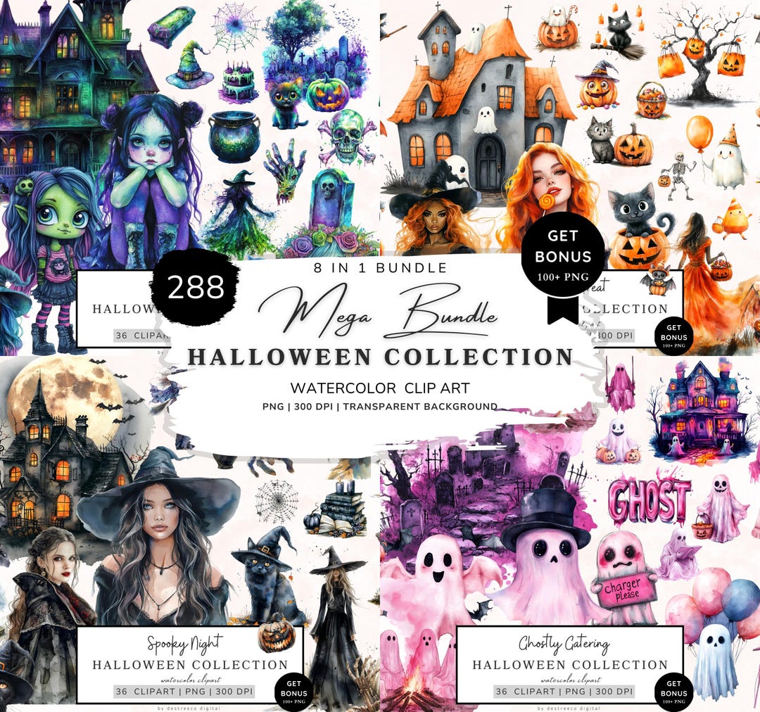 Halloween Clipart Bundle, Autumn Clipart, Halloween Graphics, Spooky ...