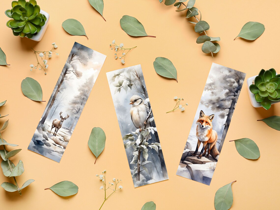 16 Winter Animals Printable Bookmarks, Watercolor Bookmark Sheets, PNG ...
