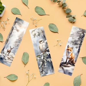 16 Winter Animals Printable Bookmarks, Watercolor Bookmark Sheets, PNG ...