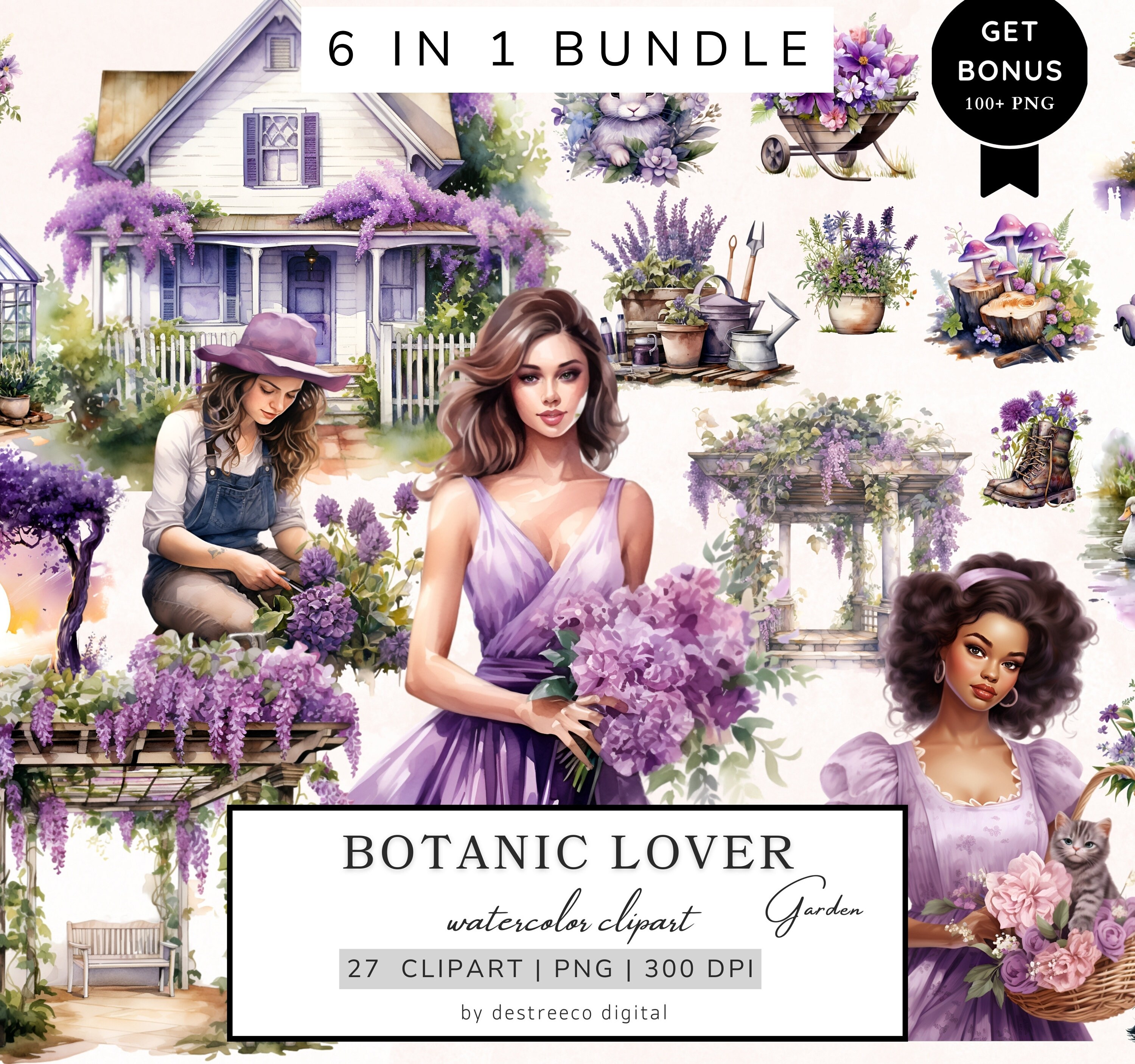 Botanic Lover Clipart Bundle, Spring Clipart, Wildflowers Clipart ...