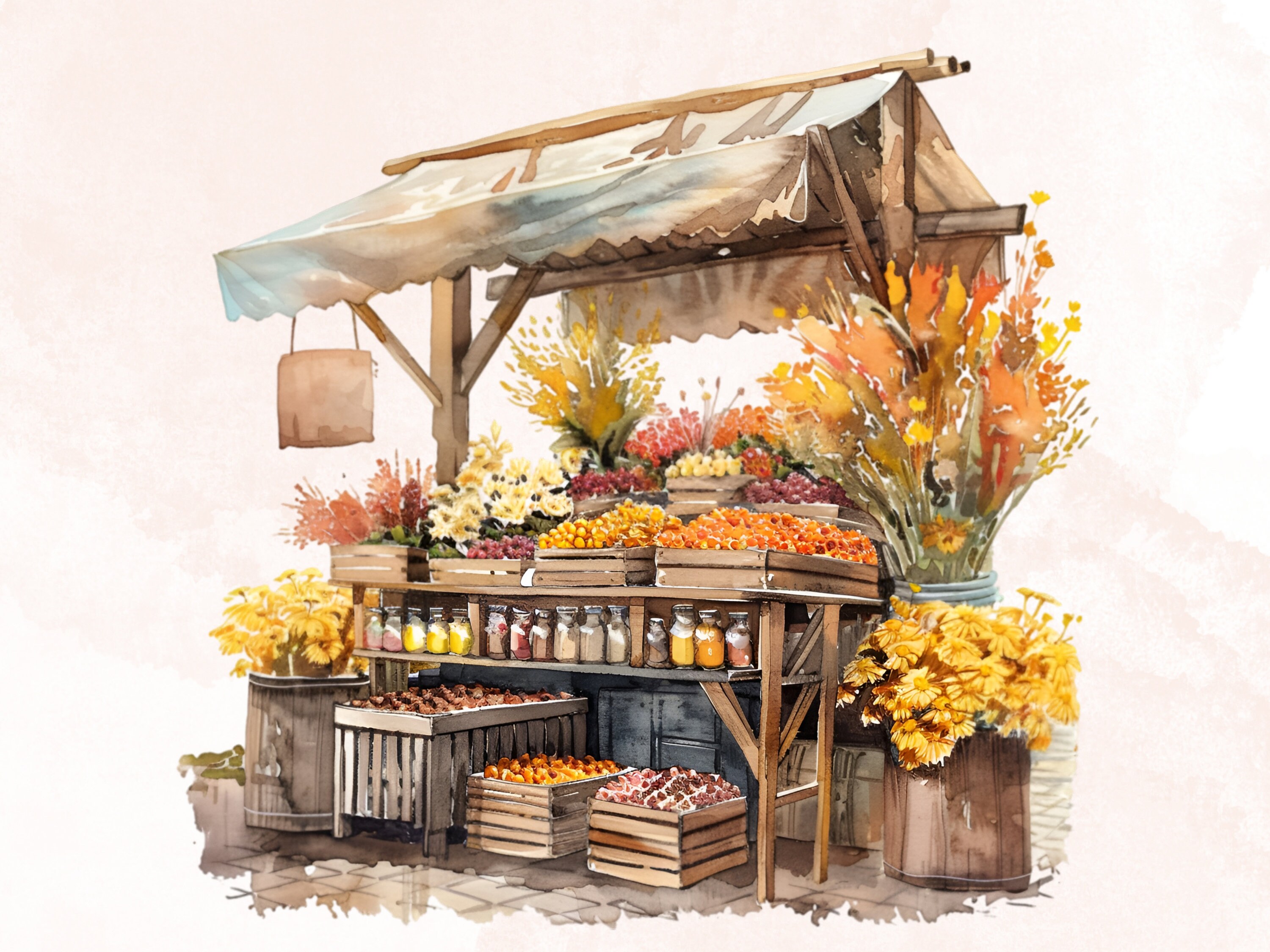 Watercolor Autumn Clipart, Autumn Flowers Png Bundle, Cozy Autumn, Fall ...