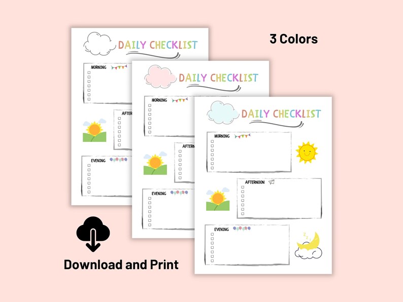 Daily Routine Kids Daily Checklist Printable Editable Kids to Do List ...