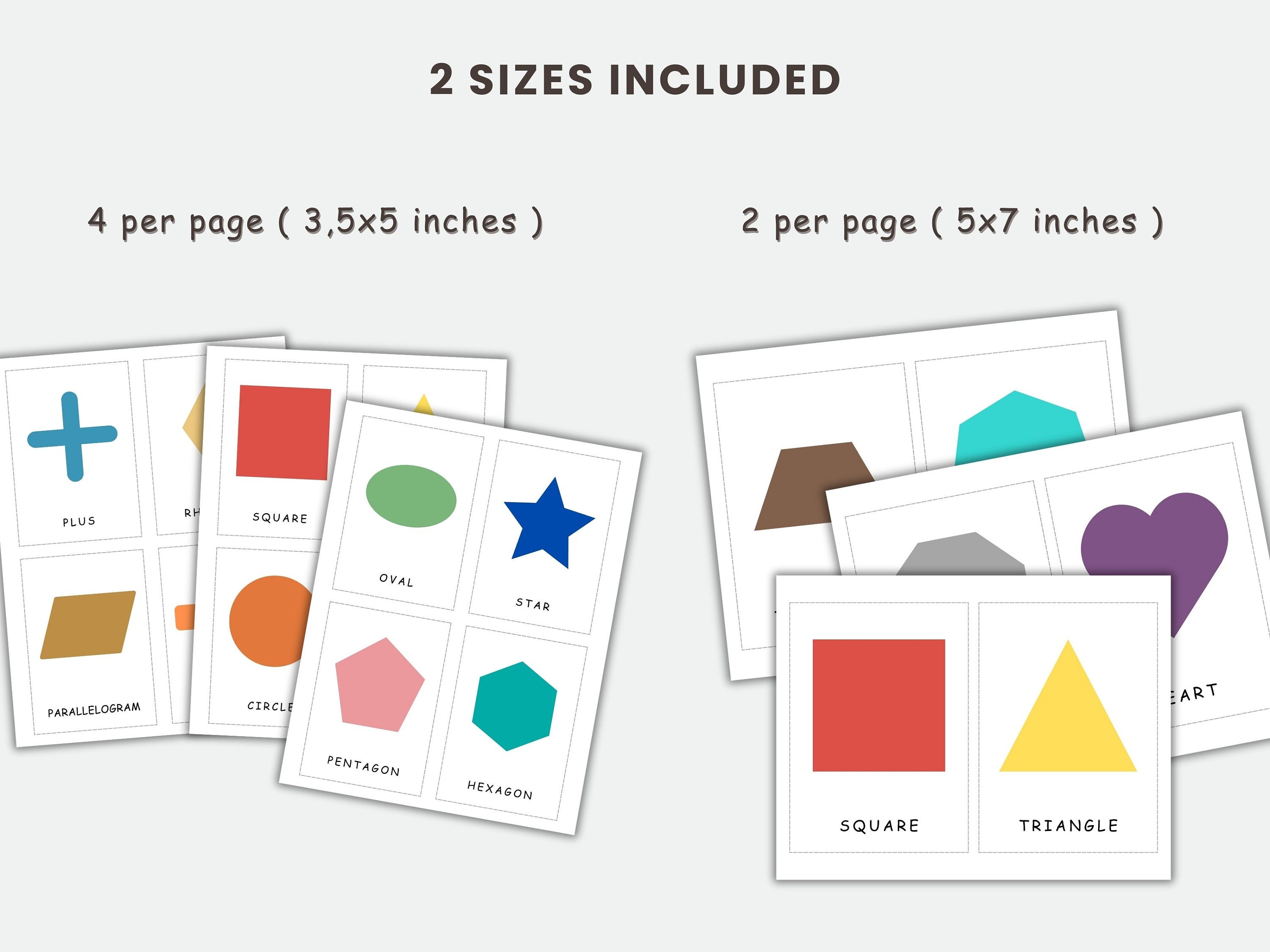 Shapes Printable Flashcards Rainbow Montessori Cards Preschool ...