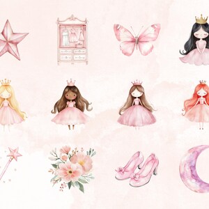 Fairytale Clipart, Pink Princess Clipart, Royal Clipart, Magical ...
