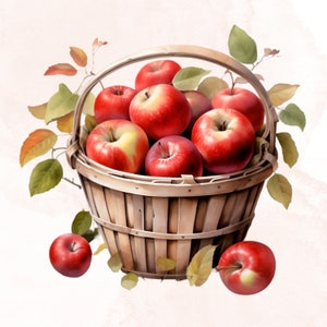 Apples Basket Clipart, Fruits Clipart, Apple Clipart, Red Apple ...