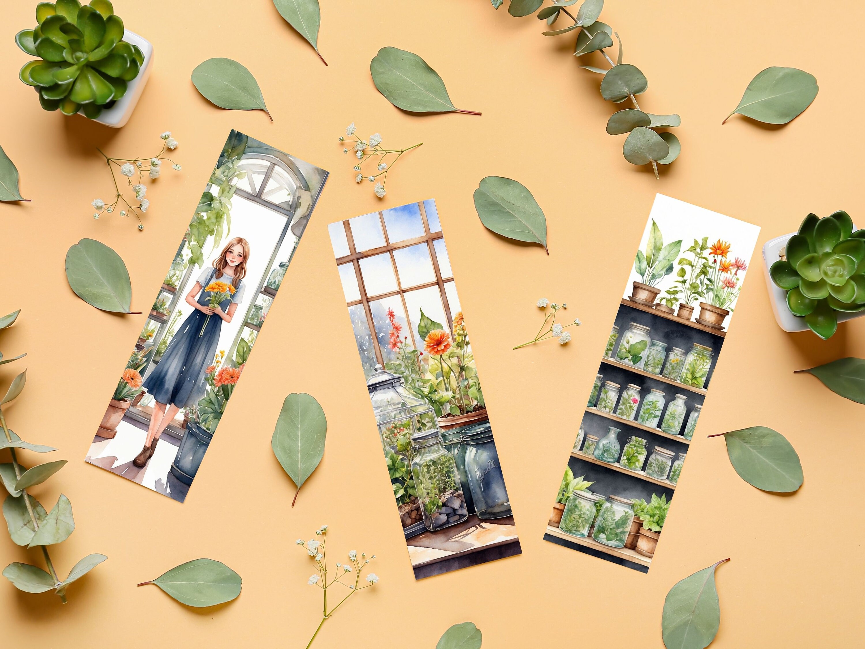 32 Botanical Printable Bookmarks, Bookmark Sheets, PNG Bookmark ...