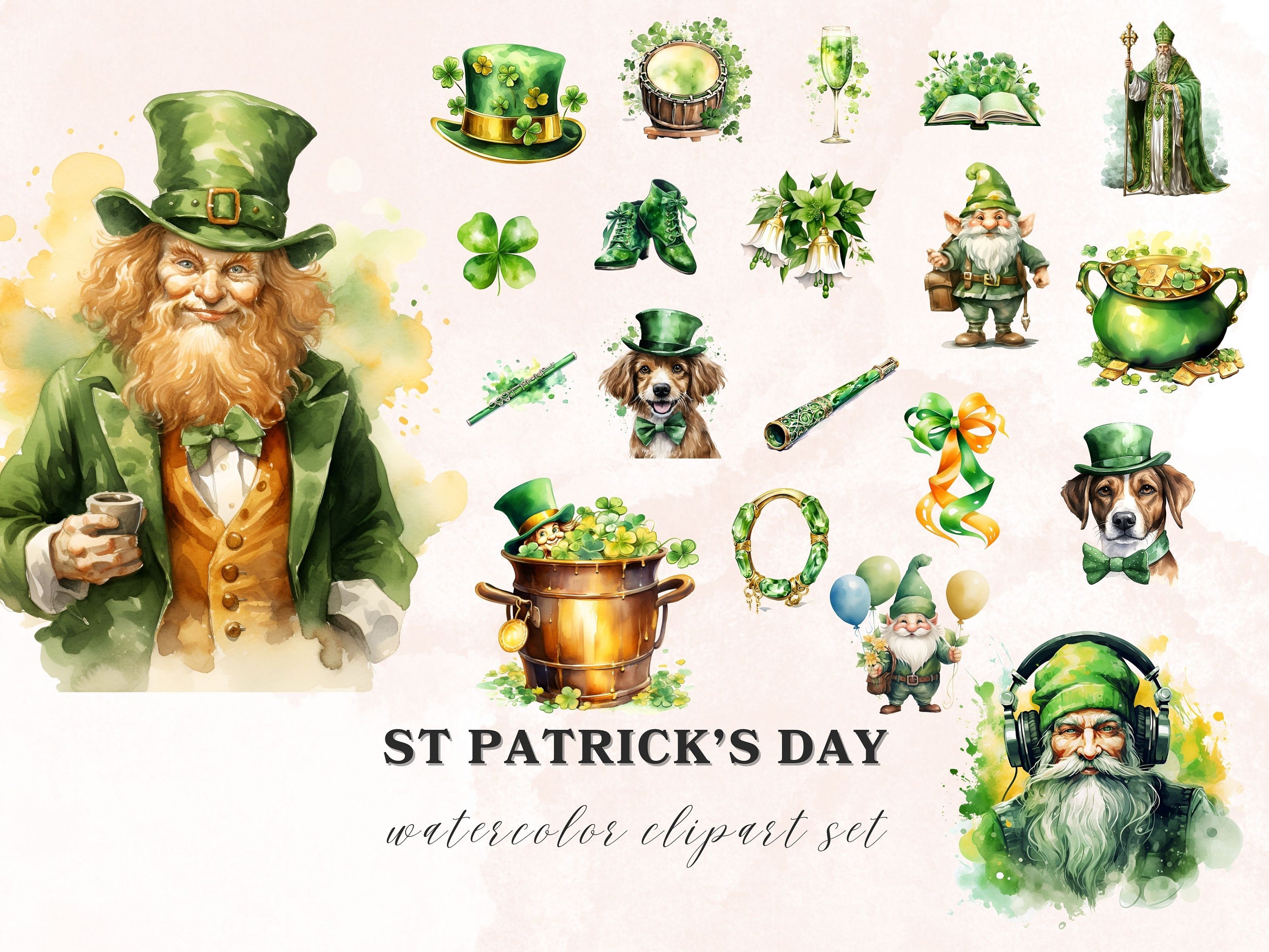 St.patricks Day Clipart, Watercolor St.patricks Day Png, Gnomes Png ...