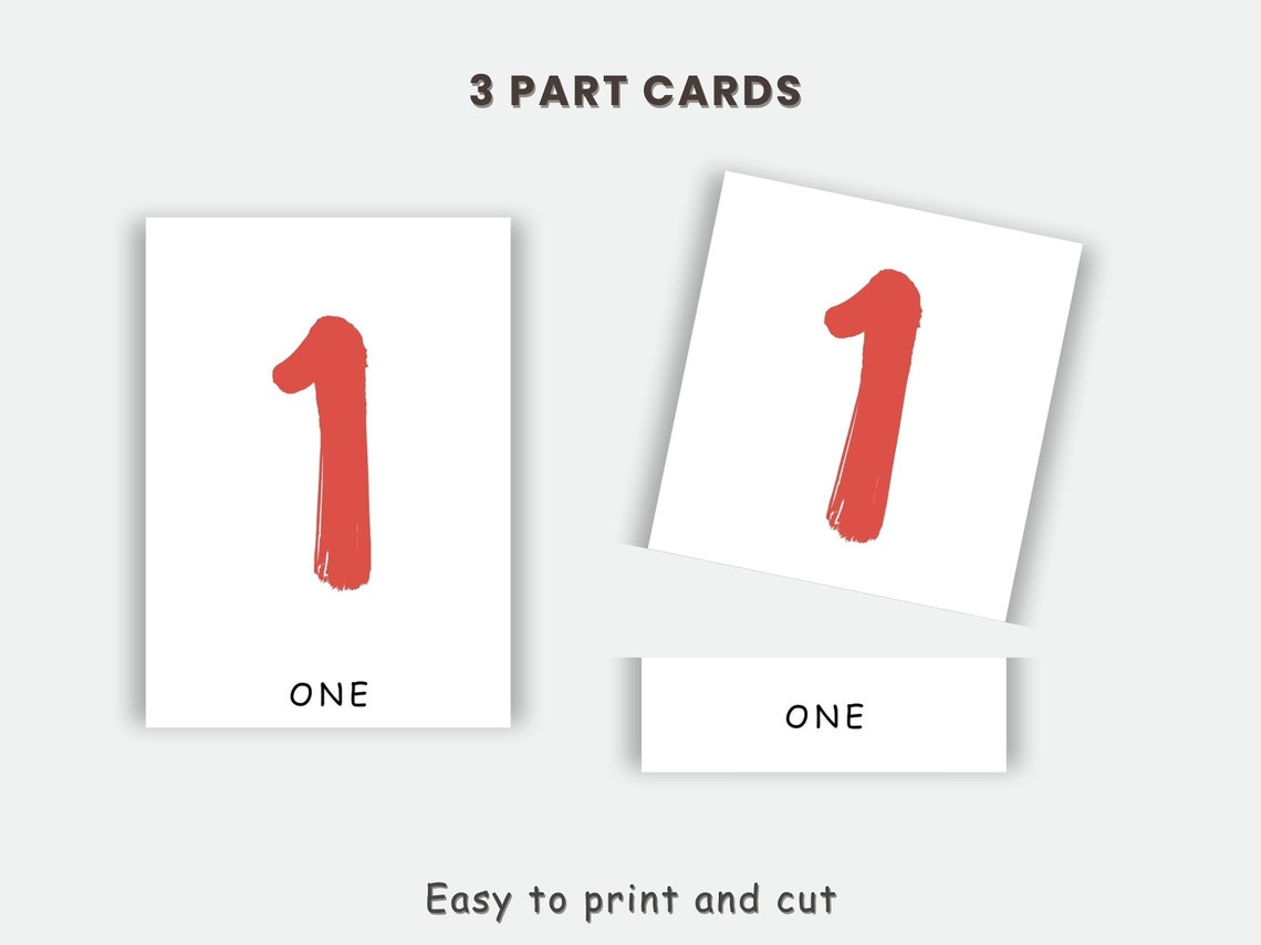 Numbers Printable Flashcards, Toddler Counting Cards, Montessori Cards ...