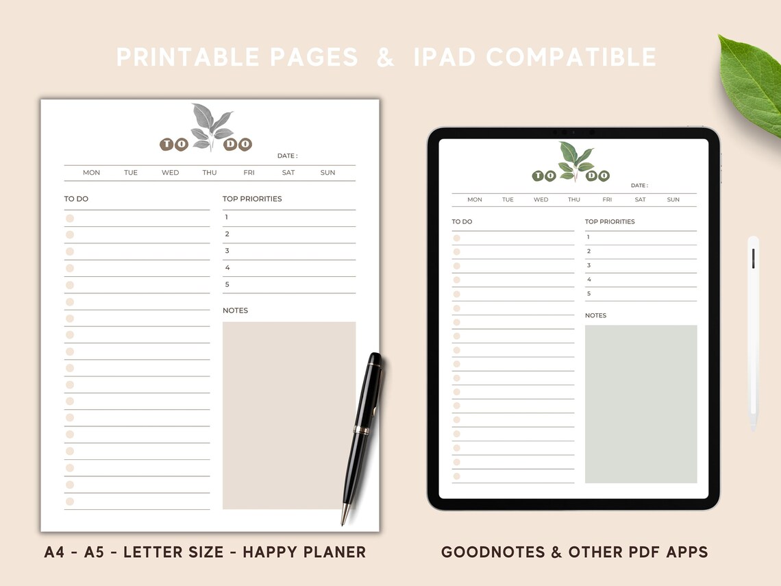 Minimalist to Do List Printable to Do List Digital Planner for iPad to ...