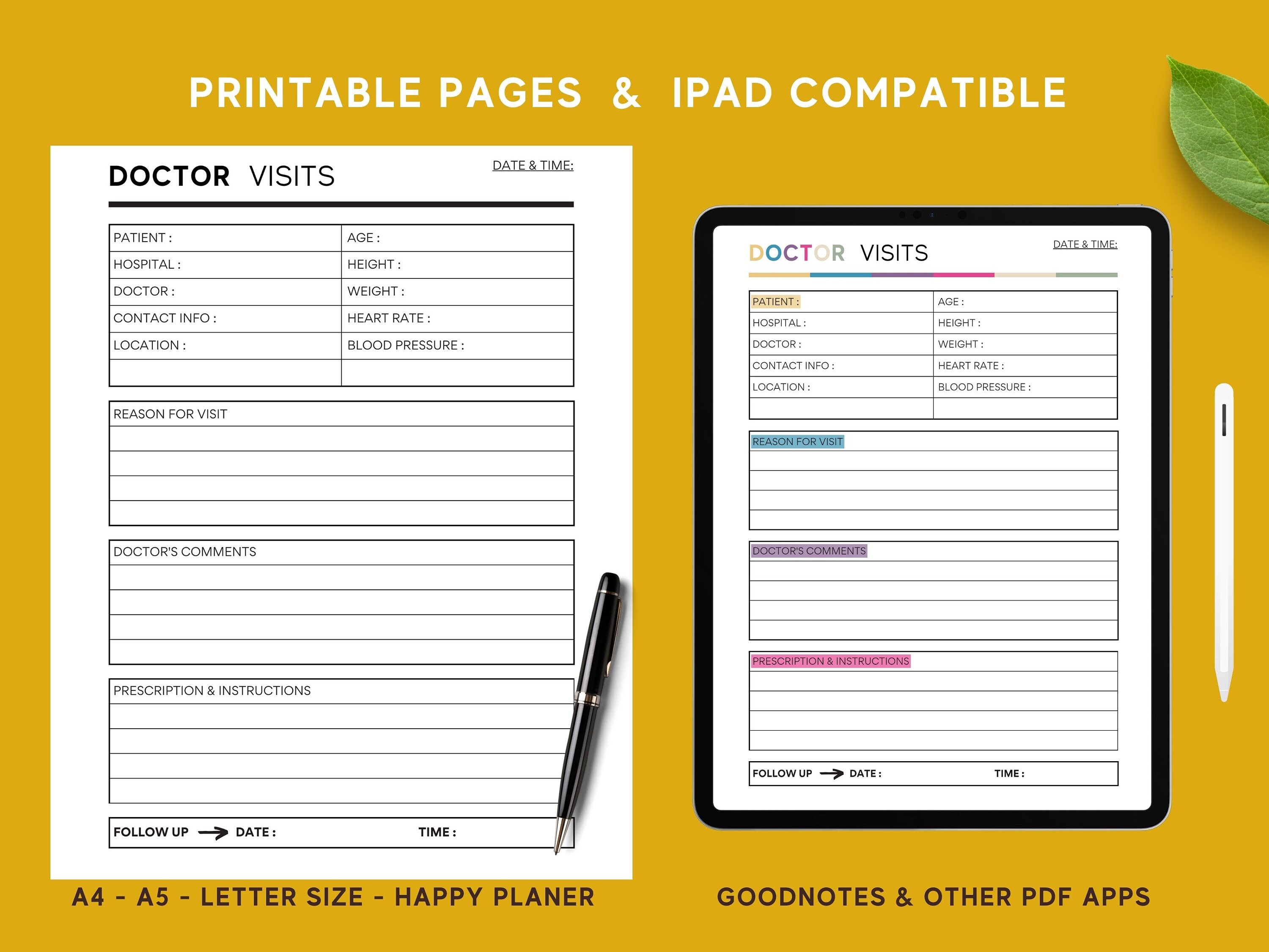 Medical Planner Printable Healthcare Binder Doctor Visits Medication ...