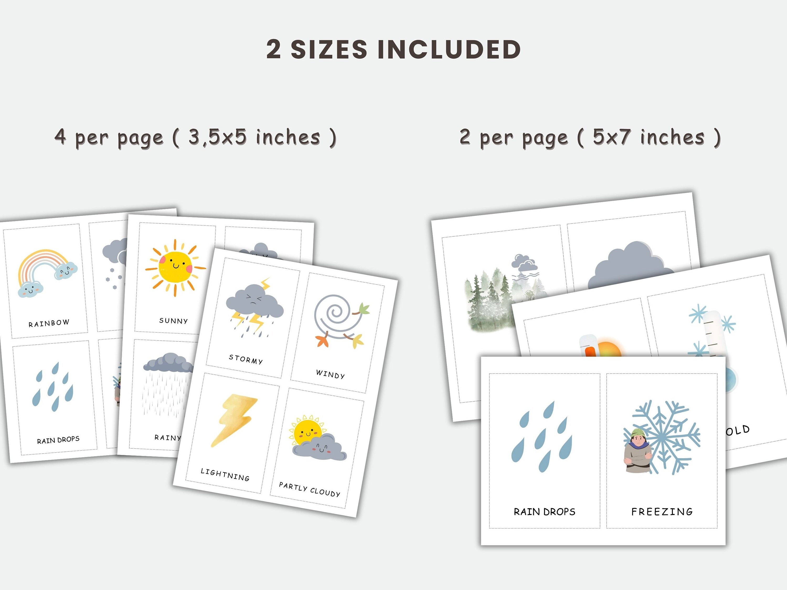 Weather Cards Printable Montessori Flashcards Preschool Cards ...