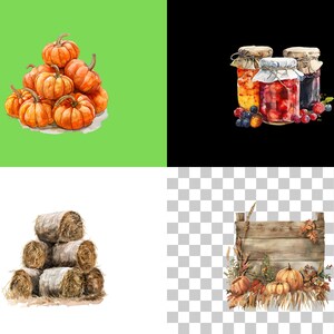 Watercolor Autumn Clipart, Harvest Time Png Bundle, Cozy Autumn, Fall ...
