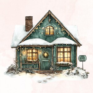 Winter Clipart Bundle, Cozy Christmas Clipart, Winter Clipart, Green ...