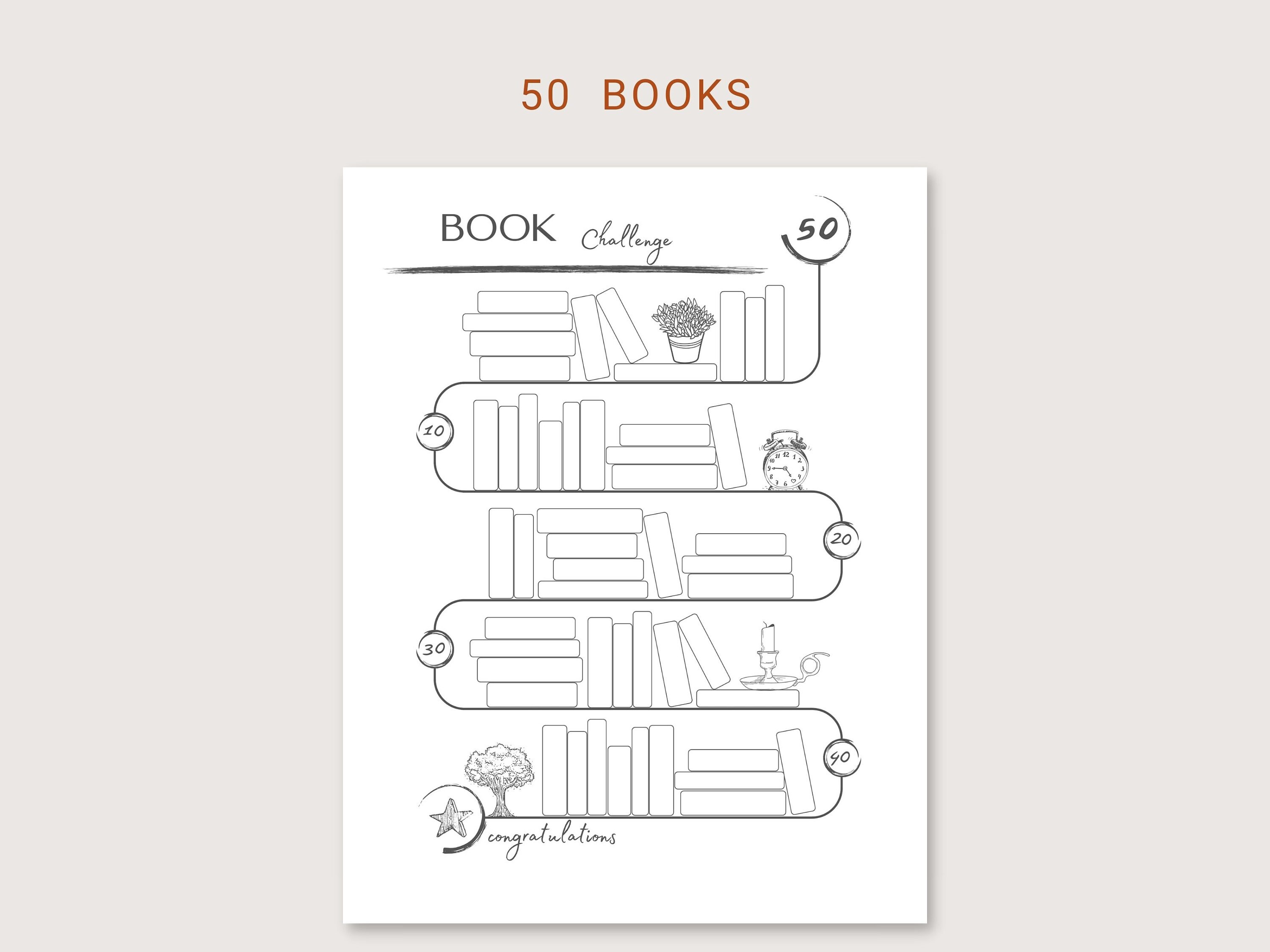 Book Challenge Book Tracker Printable Bookmark Reading - Etsy