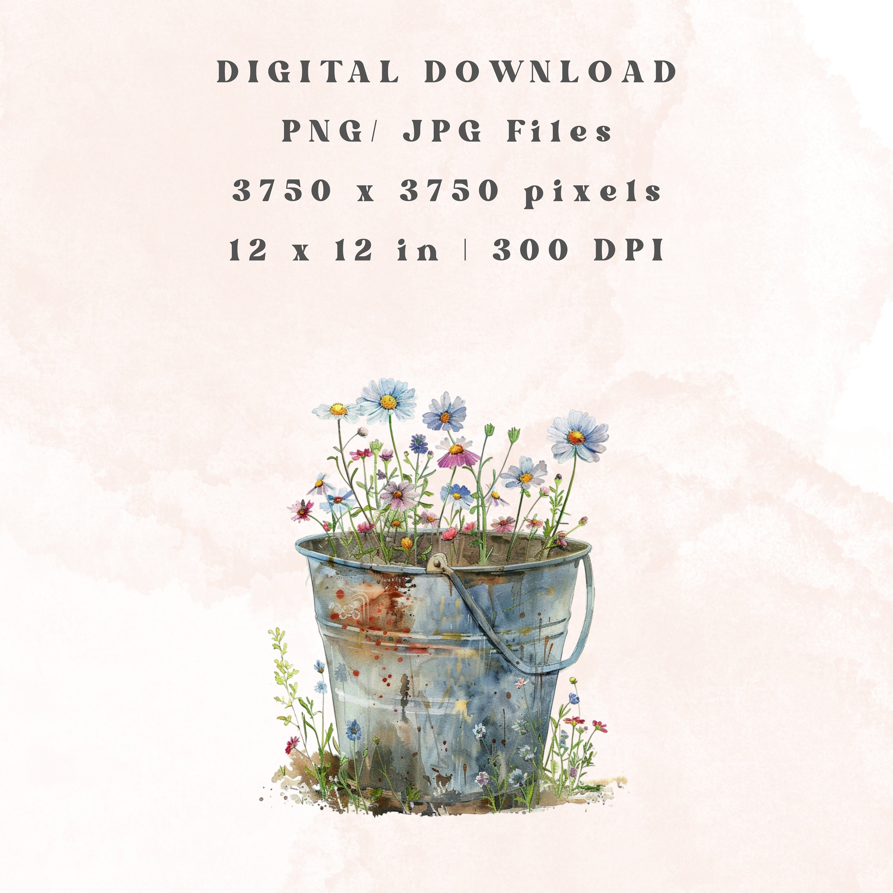 Watercolor Wildflowers Clipart Bundle, Bucket of Wildflowers Png ...