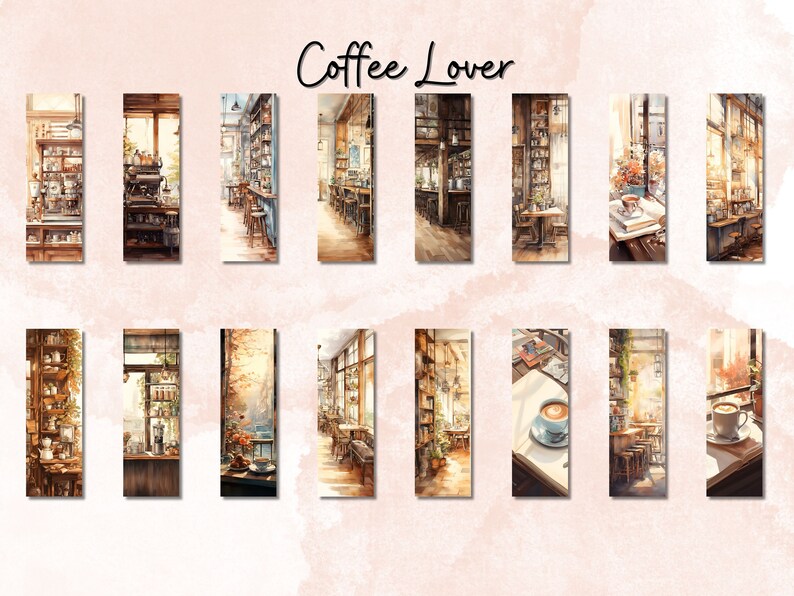 16 Printable Coffee Bookmarks, Watercolor Bookmark Designs, Book Lover ...