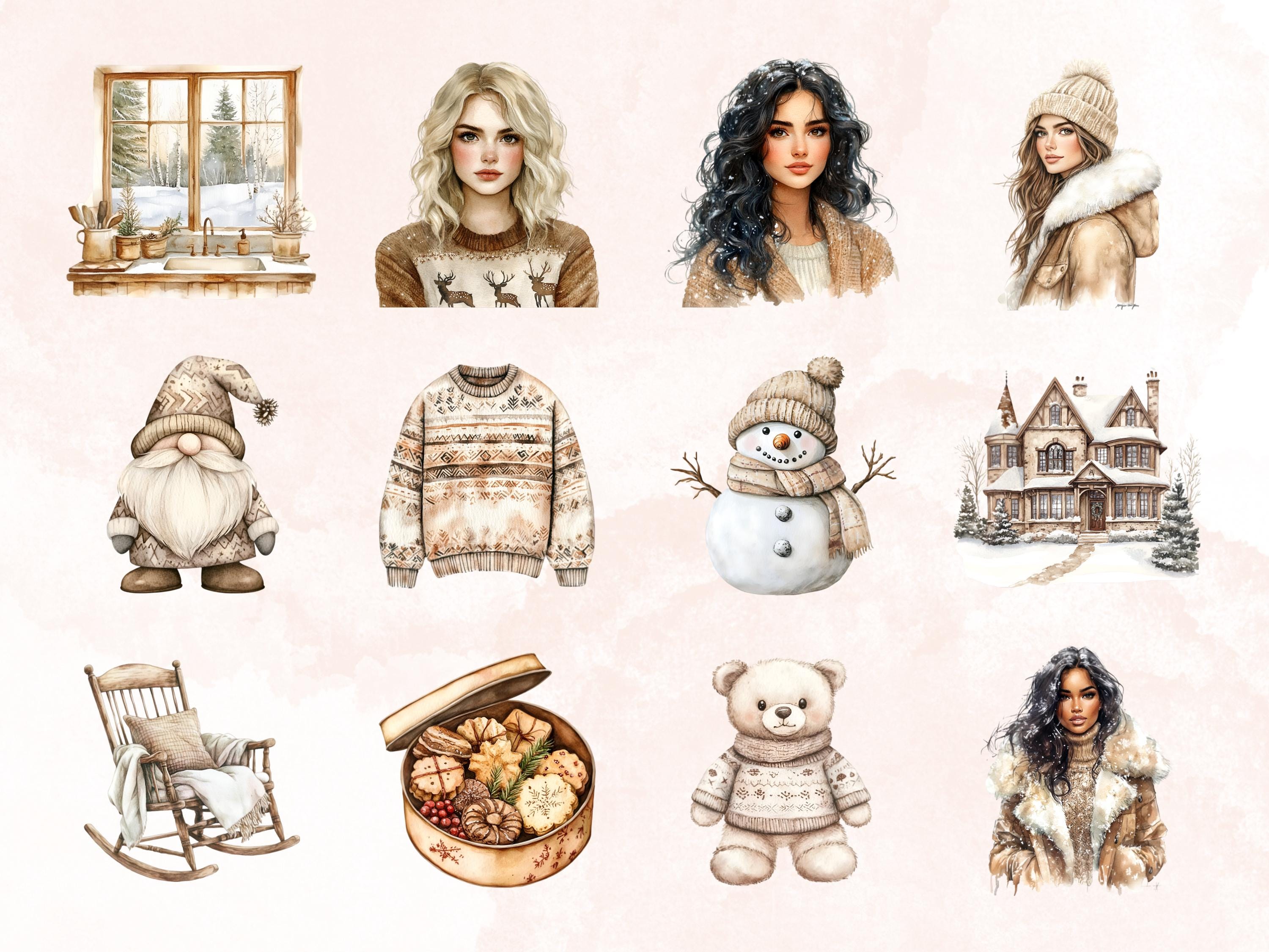 Winter Clipart Bundle, Cozy Winter Clipart, Christmas Graphics, Winter ...