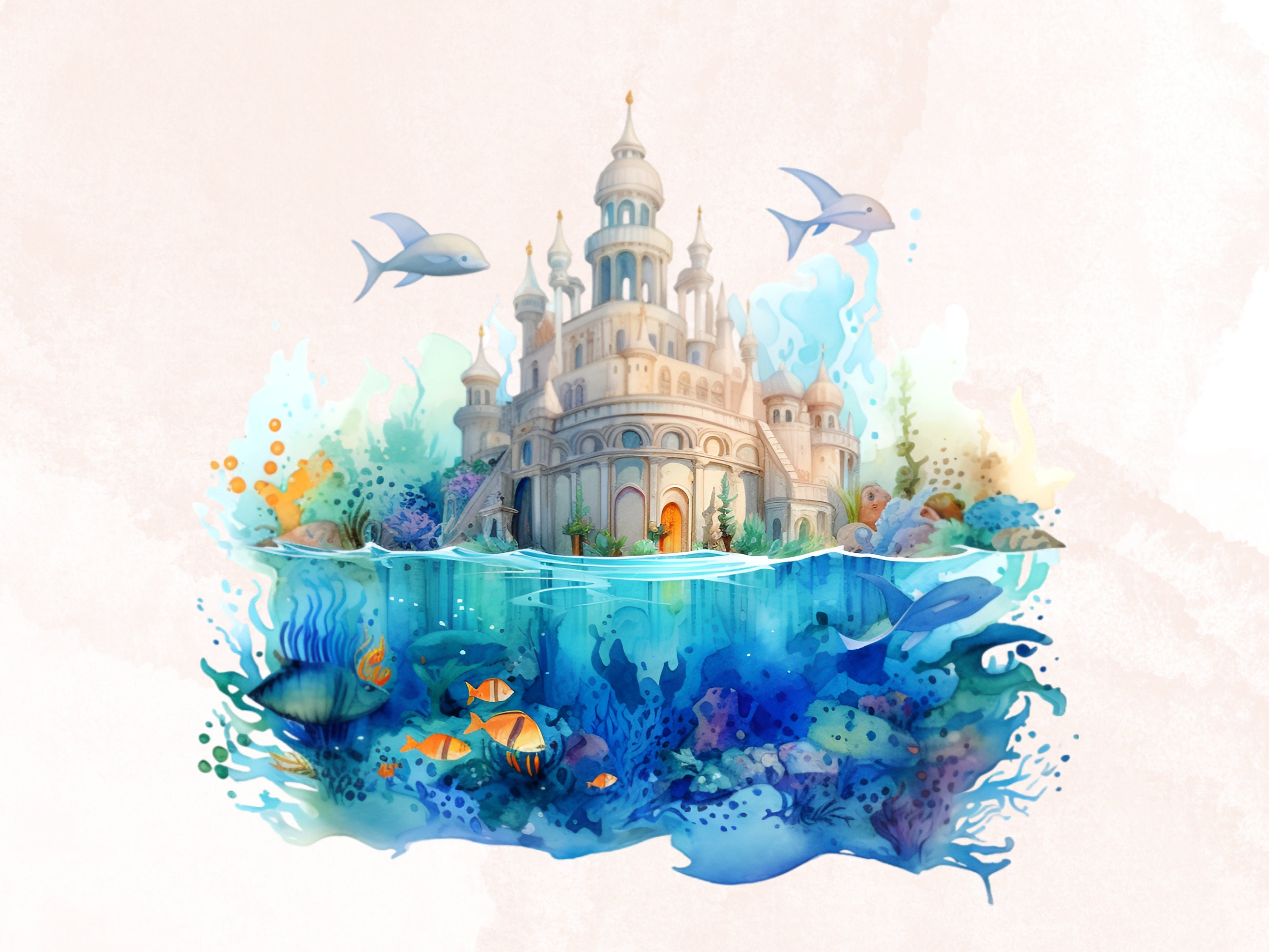 Watercolor Summer Clipart, Undersea Clipart, Travel Clipart, Magical ...